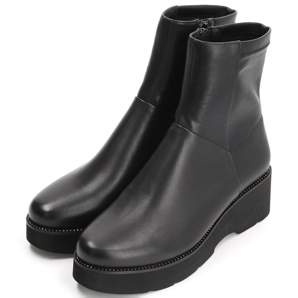 コンポジション9（composition9）/【大きいサイズ】厚底バックストレッチコンフォートショートブーツ