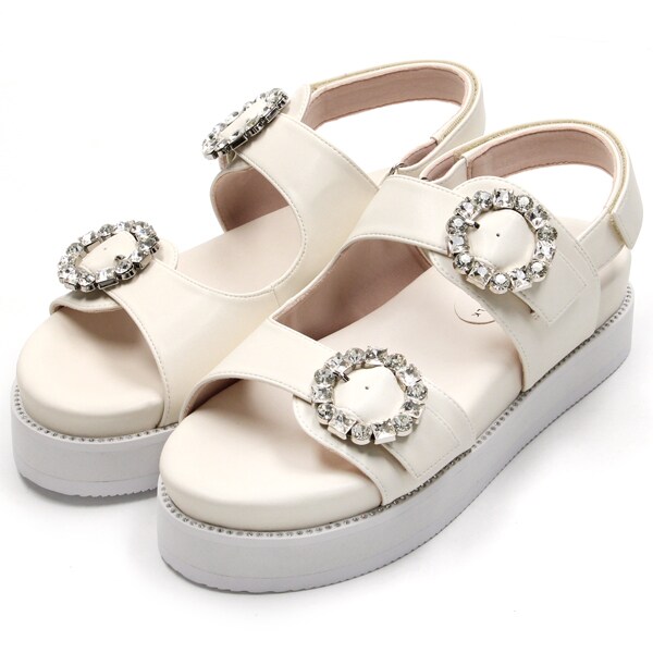 ツモリチサト ウォーク/ビジューモチーフフットベッドサンダル