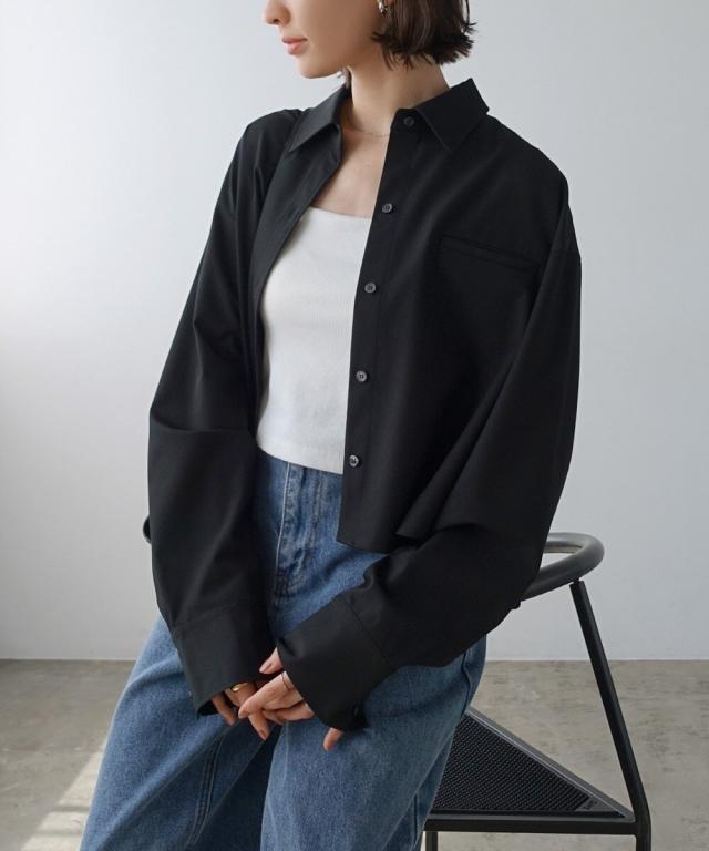 エバーネイビー（evernavy）/TRストレッチ ショート シャツ ジャケット evernavy エバーネイビー