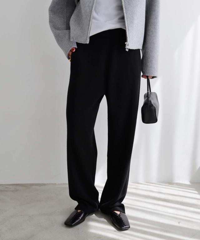 エバーネイビー（evernavy）/総針 ウール ニット カーブ パンツ evernavy エバーネイビー