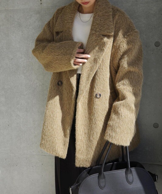 アンドミー（andme）/シャギー 起毛 ミドル丈 ジャケット コート