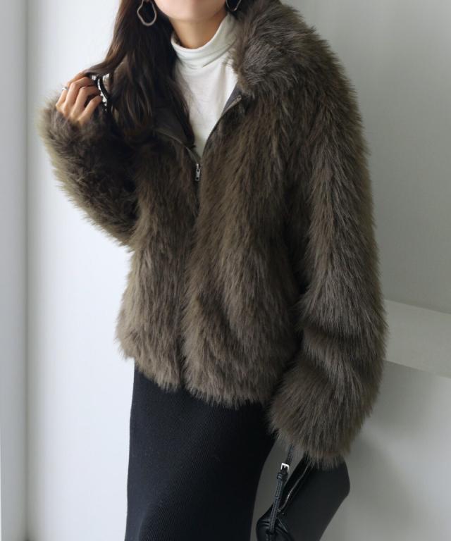 アンドミー（andme）/ミックスファー ジップ ブルゾン