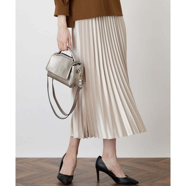 クリスチャンオジャール/サテンプリーツロングスカート