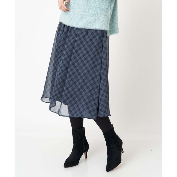 MK ミッシェルクラン/【小さいサイズ】バイアスチェック柄スカート/洗える