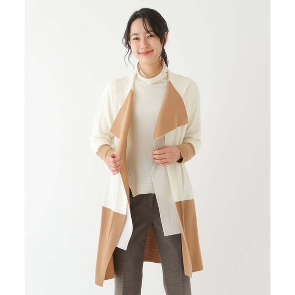 ヒロコビス（hirokobis）/【小さいサイズ】配色ウールニットカーディガン