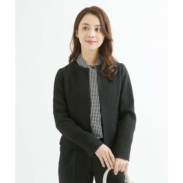 MK ミッシェルクラン（MK MICHEL  ）/【小さいサイズ/洗える】ノーカラーラメツイードジャケット