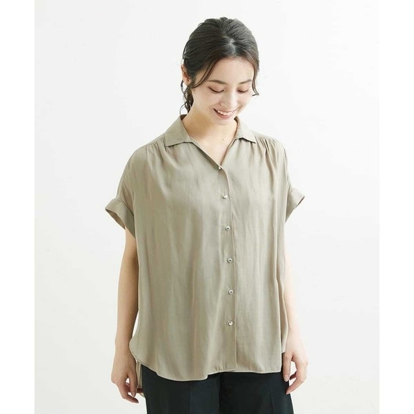 MK ミッシェルクラン（MK MICHEL  ）/【小さいサイズ】メタル釦デザイン サテン地ブラウス/洗える