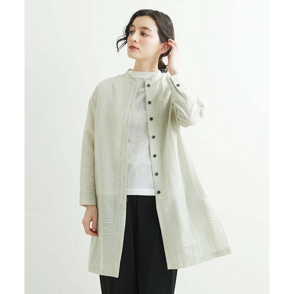 ジャンニ・ロ・ジュディチェ/[洗える・日本製]ドビーストライプロングブラウス