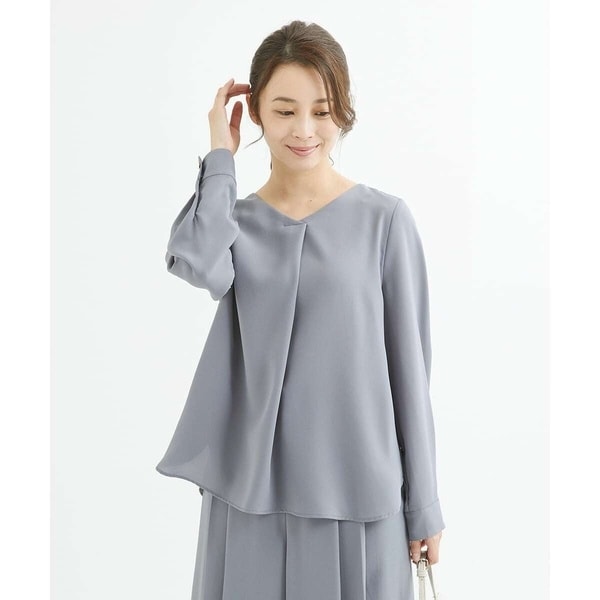 MK ミッシェルクラン（MK MICHEL  ）/【小さいサイズ】タックVネックブラウス/洗える