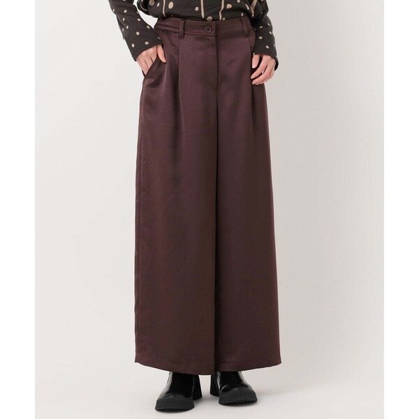 ヒロコビス（hirokobis）/【小さいサイズ/洗濯機で洗える】艶サテンワイドシルエットパンツ