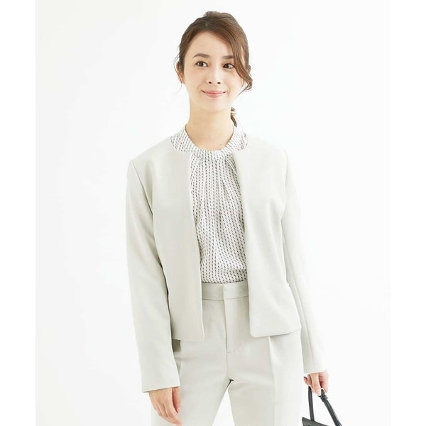 MK ミッシェルクラン（MK MICHEL  ）/【小さいサイズ】ダブルクロスノーカラージャケット/洗える