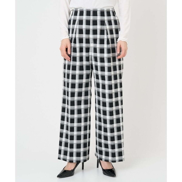 ジョルジュ・レッシュ（ES RECH）/[日本製]ブロックチェックハイウエストタックワイドパンツ