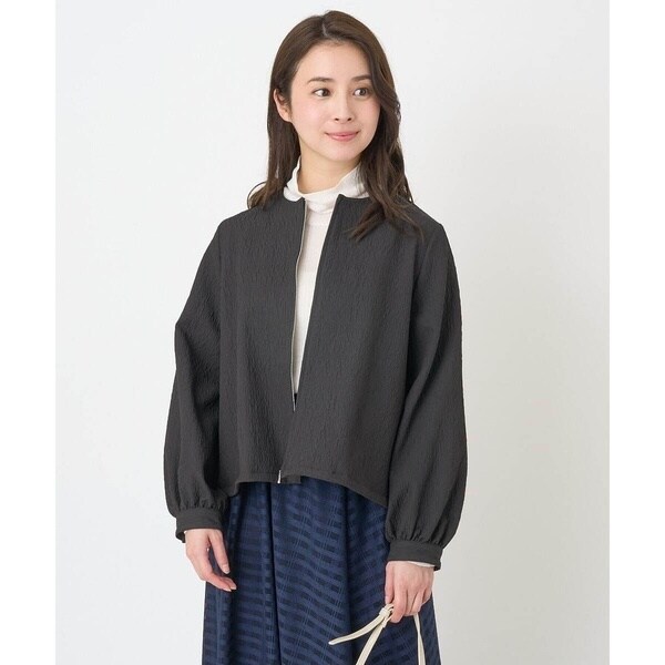 MK ミッシェルクラン（MK MICHEL  ）/【小さいサイズ】フクレジャガードノーカラーブルゾン/洗える