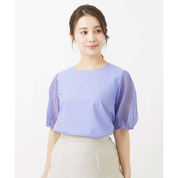 MK ミッシェルクラン（MK MICHEL  ）/【小さいサイズ】スクエアメッシュスリーブブラウス/洗える