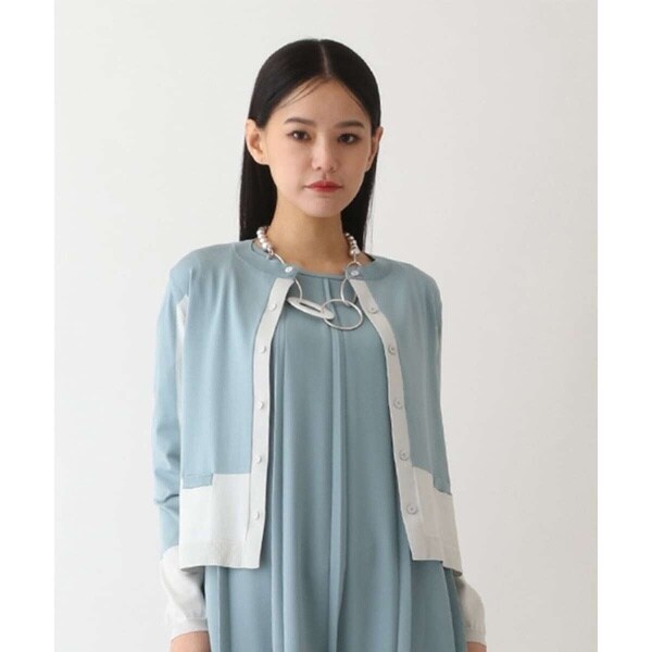 ヒロコビス（hirokobis）/【小さいサイズ】バイカラーインターシャニットカーディガン