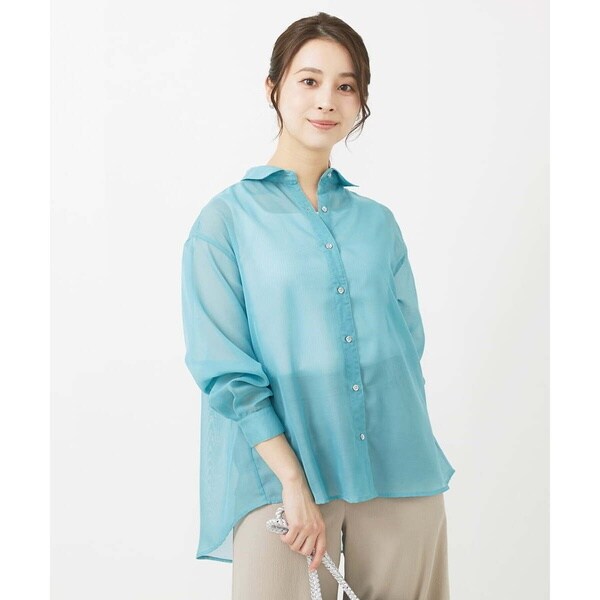 MK ミッシェルクラン（MK MICHEL  ）/【小さいサイズ】スパンボイルシアーシャツブラウス/洗える