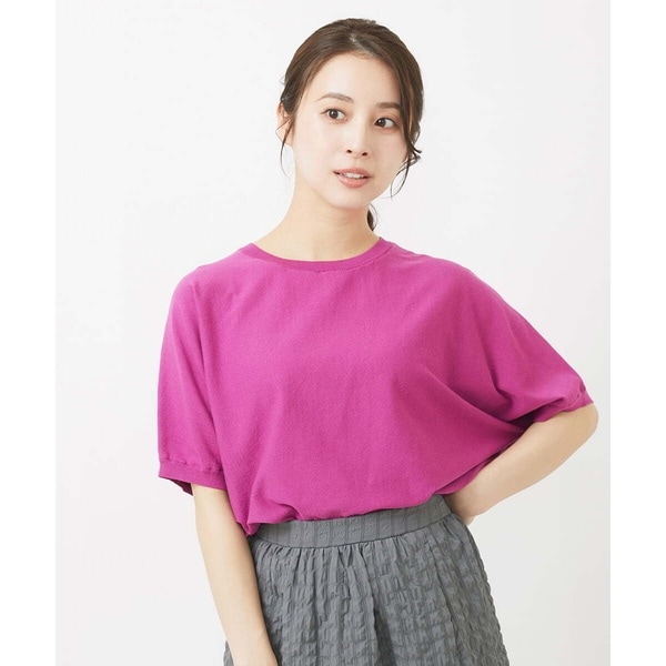 MK ミッシェルクラン（MK MICHEL  ）/【小さいサイズ】バックメタル釦リラックスニット/UVカット/洗える