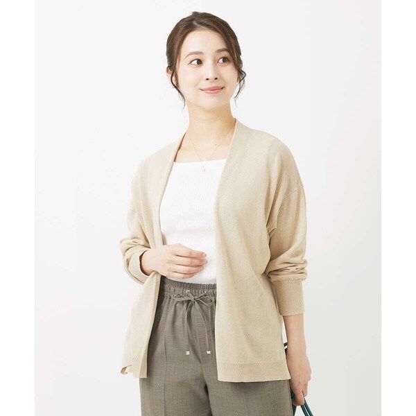 MK ミッシェルクラン（MK MICHEL  ）/【小さいサイズ】ミドル丈ペーパーヤーンニットカーディガン/UVカット/洗える