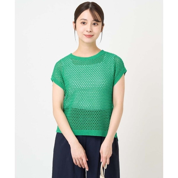 MK ミッシェルクラン（MK MICHEL  ）/【小さいサイズ】メッシュ編みショート丈ニット/洗える