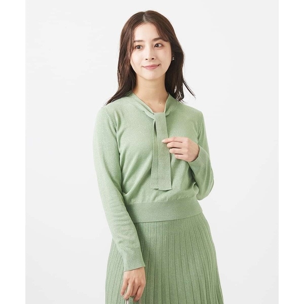 MK ミッシェルクラン（MK MICHEL  ）/【小さいサイズ】ラメニットナロータイデザインプルオーバー/洗える