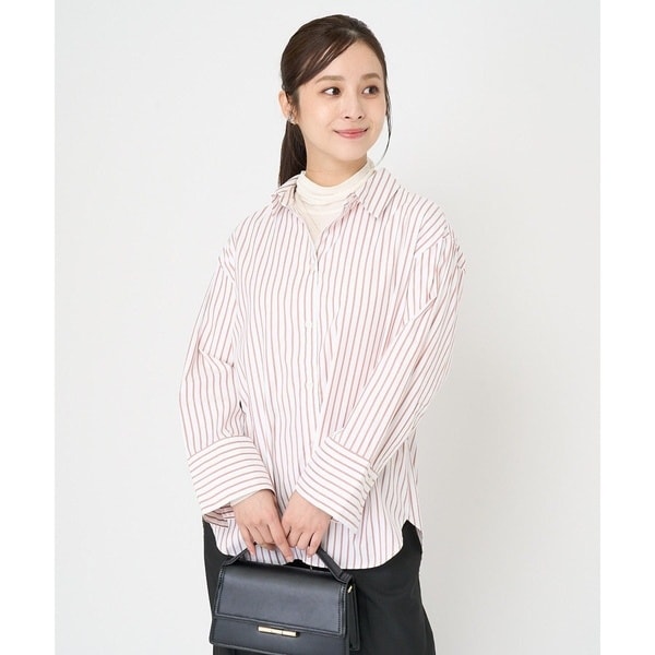 MK ミッシェルクラン（MK MICHEL  ）/【小さいサイズ】ストライプ柄オーバーシルエットシャツブラウス/洗える