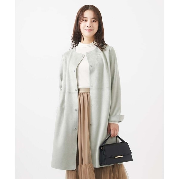 MK ミッシェルクラン（MK MICHEL  ）/【小さいサイズ】フェイクスウェードノーカラーコート/洗える