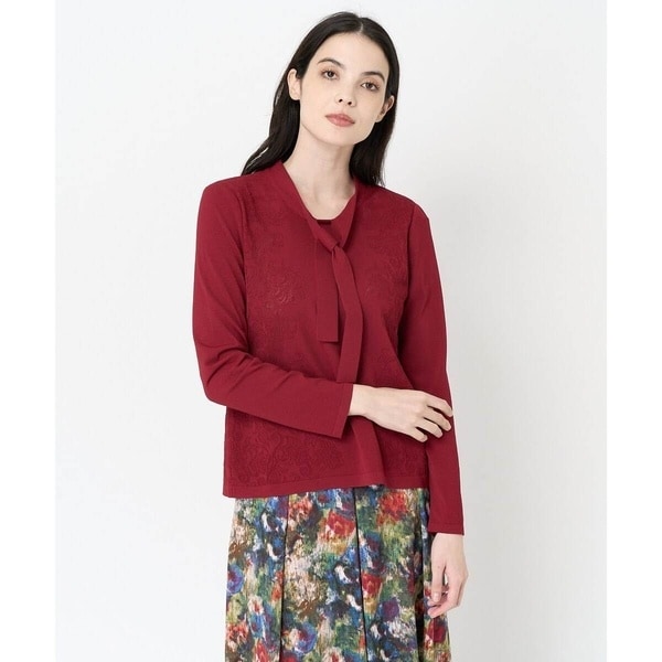 クリスチャンオジャール（christianaujard）/[アンサンブル対応]メッシュ柄ボウタイニット