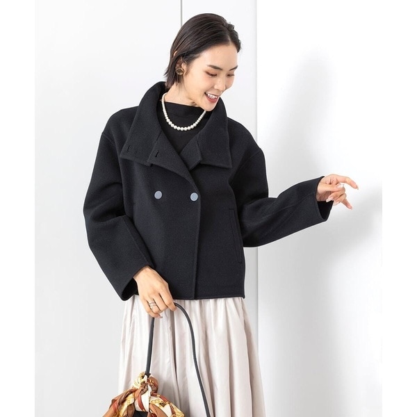 ミッシェルクラン（MICHEL ）/[小さいサイズ]SUPER100sラムウールスタンドカラーショートコート