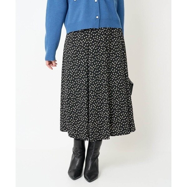 MK ミッシェルクラン（MK MICHEL  ）/【小さいサイズ】スクエア幾何柄フレアースカート/洗える