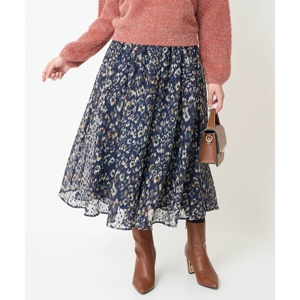 MK ミッシェルクラン（MK MICHEL  ）/【小さいサイズ】フラワーモチーフプリントシフォンスカート/丈の長さが選べる/セットアップ…