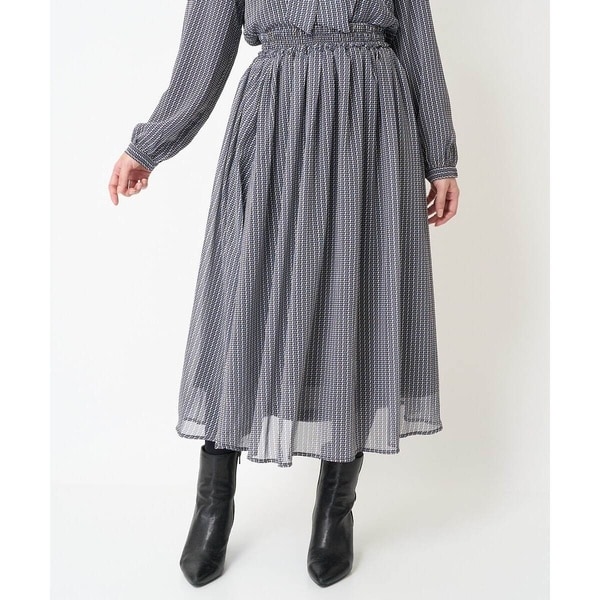 MK ミッシェルクラン（MK MICHEL  ）/【小さいサイズ】幾何柄シフォンスカート/丈の長さが選べる/セットアップ対応/洗える