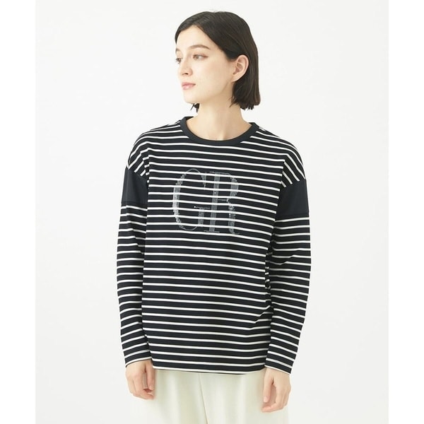 ジョルジュ・レッシュ（ES RECH）/クリアスパンコールロゴボーダーカットソー