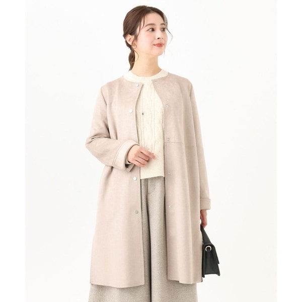 MK ミッシェルクラン（MK MICHEL  ）/【小さいサイズ】フェイクスウェードノーカラーコート/洗える