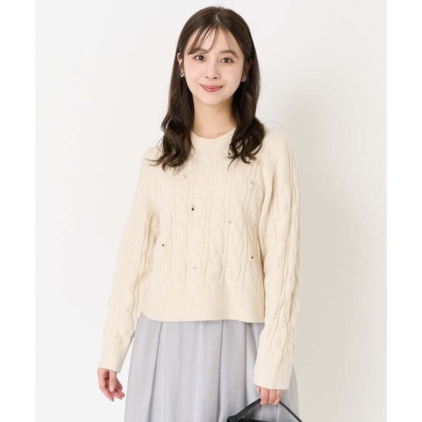 MK ミッシェルクラン（MK MICHEL  ）/【小さいサイズ】キラキラビジューショート丈ニット/洗える