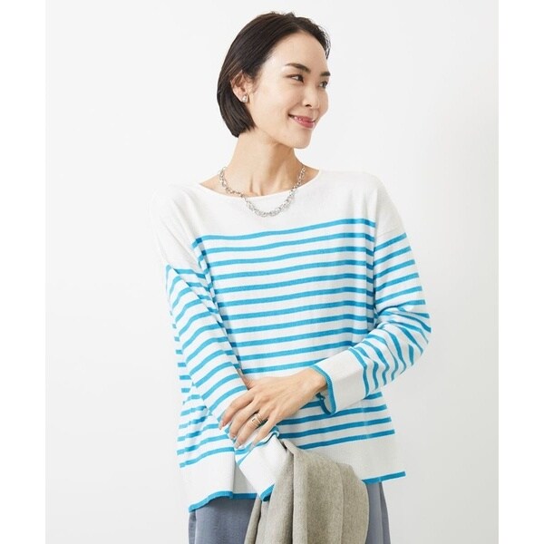 ミッシェルクラン（MICHEL ）/【小さいサイズ】パネルボーダーニットプルオーバー