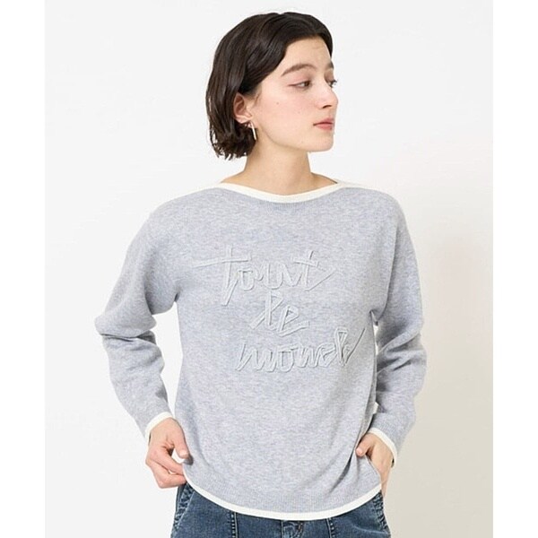 ジョルジュ・レッシュ（ES RECH）/ダブルジャガードラメテープ刺繍ロゴニット