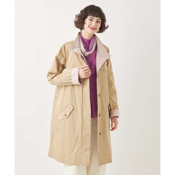 ヒロコビス（hirokobis）/【小さいサイズ/ライナー付き/洗える】配色アクセントスタンドカラーコート