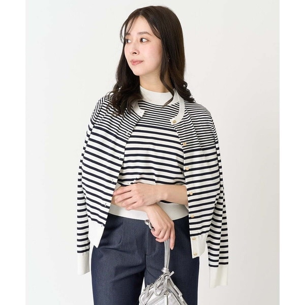 MK ミッシェルクラン（MK MICHEL  ）/【小さいサイズ】ボーダー柄クルーネックカーディガン/洗える