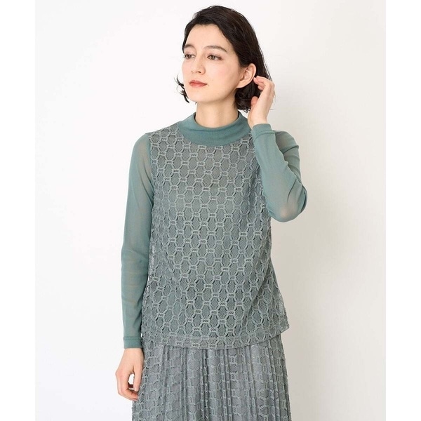 ジャンニ・ロ・ジュディチェ（GIANNI LO GIUDICE）/[日本製]ナイロンチュールクロシェ風レースカットソー