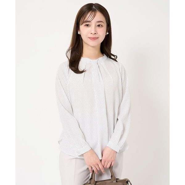 MK ミッシェルクラン（MK MICHEL  ）/【小さいサイズ】ボウタイ風幾何ドット柄ブラウス/洗える