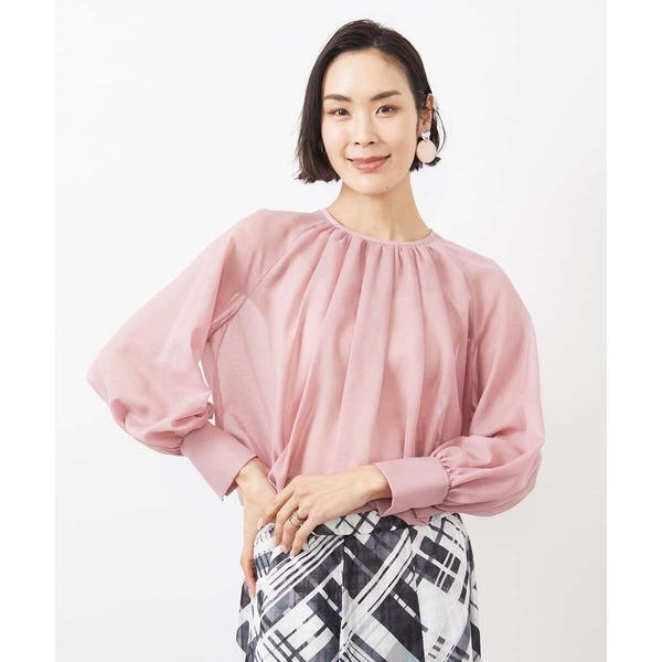ミッシェルクラン（MICHEL ）/[小さいサイズ]ボリュームスリーブシアーブラウス