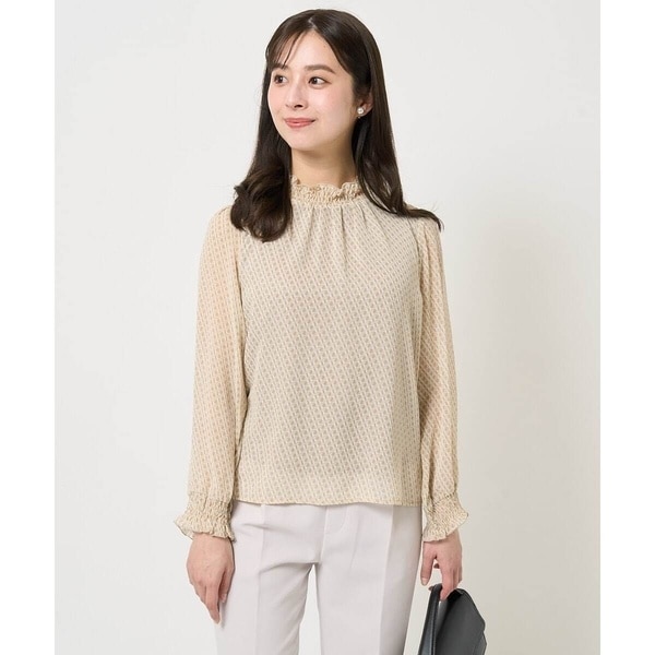 MK ミッシェルクラン（MK MICHEL  ）/【小さいサイズ】幾何柄シフォンスタンドカラーブラウス/洗える/セットアップ対応