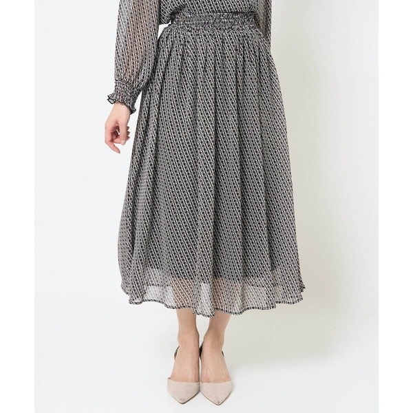 MK ミッシェルクラン（MK MICHEL  ）/【小さいサイズ】幾何柄シフォンスカート/丈の長さが選べる/洗える