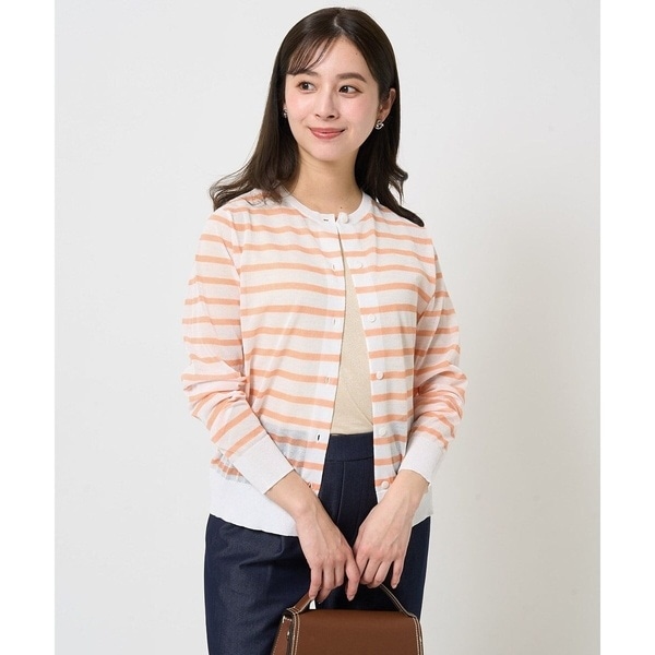 MK ミッシェルクラン（MK MICHEL  ）/【小さいサイズ】シアーボーダーニットカーディガン/洗える