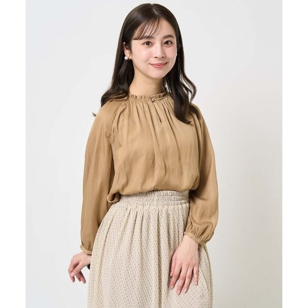 MK ミッシェルクラン（MK MICHEL  ）/【小さいサイズ】フリルネックデザインサテンブラウス/前後2way/接触冷感/洗える