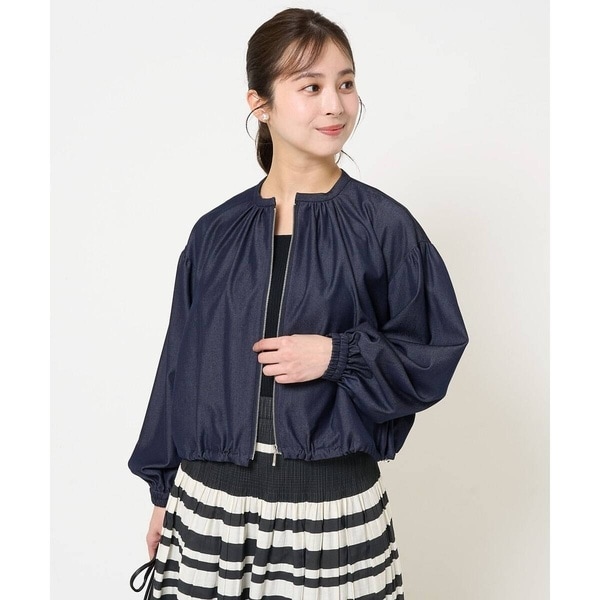 MK ミッシェルクラン（MK MICHEL  ）/【小さいサイズ】デニムライクノーカラーブルゾン/洗える