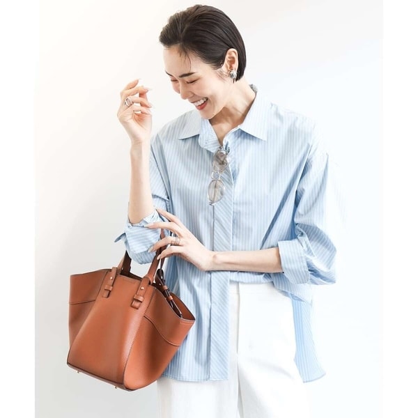 ミッシェルクラン（MICHEL ）/[小さいサイズ]ビックシルエットストライプシャツ(セットアップ対応)