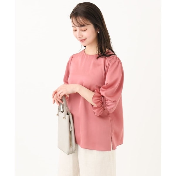 MK ミッシェルクラン（MK MICHEL  ）/【小さいサイズ】ボリュームスリーブサテンブラウス/洗える