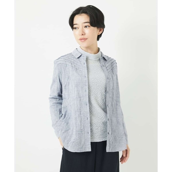 ジャンニ・ロ・ジュディチェ（GIANNI LO GIUDICE）/コットンリネンドット柄ピンタックブラウス