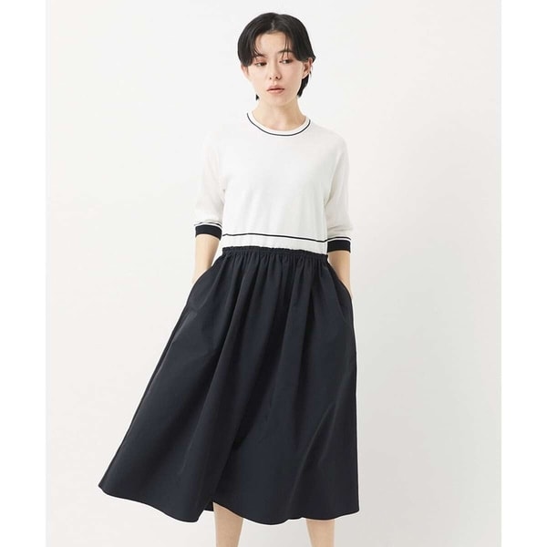 ジョルジュ・レッシュ（ES RECH）/タフタドッキング配色ボーダーニットワンピース